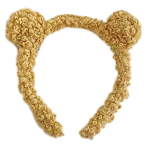 Fiarfiar Women Girls Winter Cute Bear Ears Headband Solid Color Curly Faux Fleece Hair Hoop Wash Face Makeup Bathroom Bandana Party Photo Props