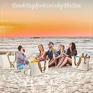 TRSODD Birthday Gifts for Women w Makeup Bag, Ini-tial Can-vas Tote Bags, Personalized Customized Bride Wedding Sister Couple Unique Gifts, Mono-gram Travel Beach Bag w Inner Pocket Card Gift Box B