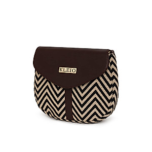 KLEIO Women's Pu Leather Jacquard Crossbody Side Sling Handbag Black