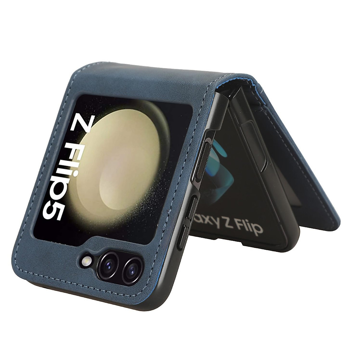 DAMONDY for Galaxy Z Flip5 5G Wallet Case,Samsung Z Flip5 5G Phone Case, Leather Flip Case Classic Design with Card Slot and Magnetic Closure Flip Fold Case for Samsung Z Flip5 5G -Blue