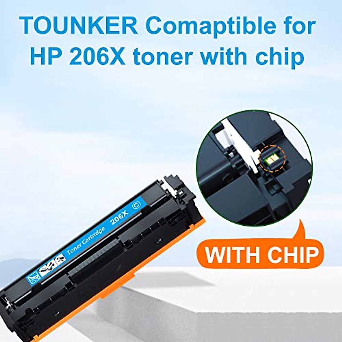 206X Toner Cartridges 4 Pack Compatible Replacement for HP 206X 206A W2110A W2110X Work with HP Color Pro MFP M283fdw M283cdw M255dw M283 M255 Toner Printer (Black Cyan Yellow Magenta)