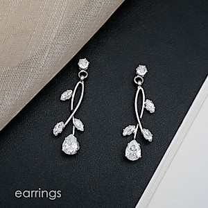 Elegant Silver Bridal Jewelry Sets Clear Cubic Zirconia Wedding Necklace Earrings Bracelet Set for Birdes Bridesmaids CZ Prom Jewelry