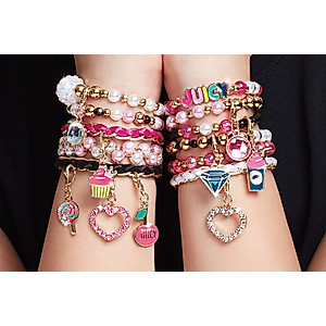 Make it Real - Juicy Couture Pink and Precious Bracelets - DIY Charm Bracelet Kit with Beads for Tween Jewelry Making - Jewelry Making Kit for Girls