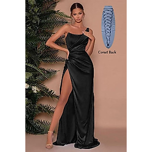 OFEYCHUN Wisteria Formal Dresses for Women Evening Party Pleated Prom Dresses with Slit One Shoulder Evening Gowns Size 16