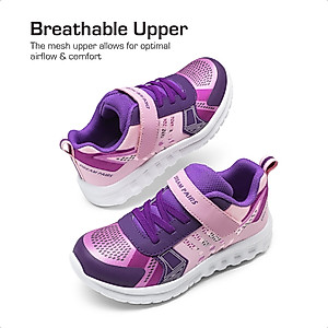 DREAM PAIRS Girls Boys Shoes Kids Tennis EZ-Ons Quicksteps School Sneakers Breathable Running Athletic Shoes,Size 2 Little Kid,Pink/Purple,KD18002K