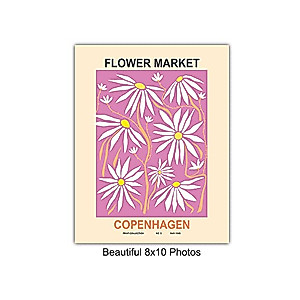 Abstract Minimalist Wall Art & Decor - Mid Century Modern Wall Art - Aesthetic Pictures Set - Gallery Wall Art - Museum Poster - Flower Market Sign - Contemporary Wall Art - Matisse Style Poster Print