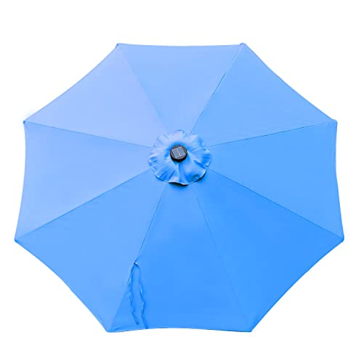 Zersun 9 FT Outdoor Patio Umbrellas with 32 Solar Lights 8 Ribs/Tilt Adjustment and Crank Lift System - LED Table Umbrella Outdoor Patio for Garden, Deck, Backyard, Pool and Beach - Navy Blue