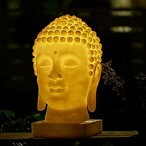 zenggp Buddha Head Solar Garden Lights Up Warm Light Zen Garden Buddha Patio Outdoor Decor Lighting