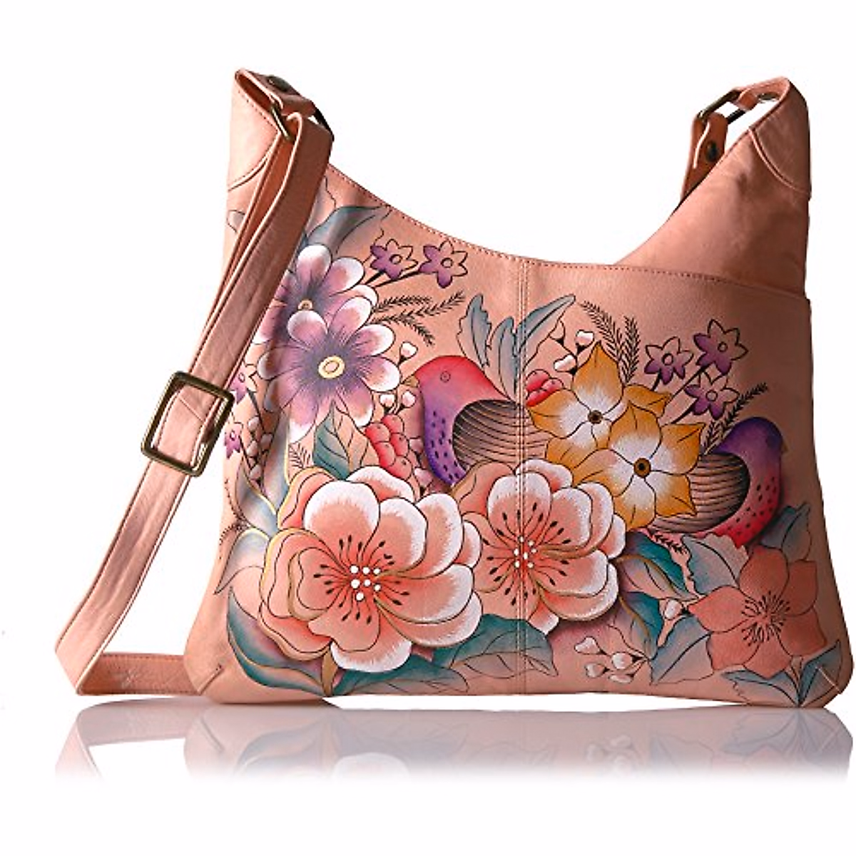 Anna by Anuschka Women's V Top Multi-compartment Crossbody Cross Body Handbag, Vintage Garden, One Size US