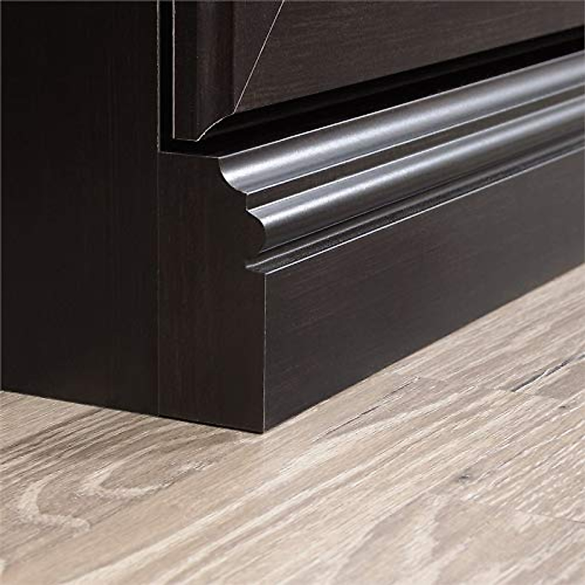 Sauder Misc Storage 3-Shelf 2-Door Tall Wood Bookcase in Estate Black