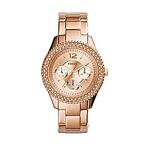 Fossil Women's Stella Quartz Stainless Steel Multifunction Watch, Color: Rose Gold Glitz (Model: ES3590)