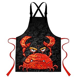LshyMn Crab Apron 33.4L x 27.5W Inches with 2 Pockets Kitchen Cooking Extra Long Waist Tie Adjustable Shoulder Straps Apron for Men's Women's Kitchen Apron WQLSMN4