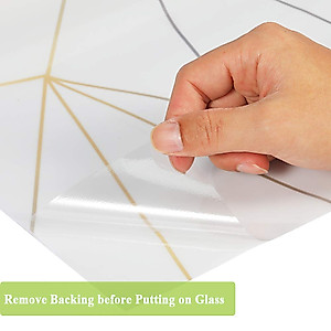 Privacy Window Film White Irregular Geometry, Non-Adhesive Glass Door Film Static Cling Window Covering Paper, UV Rejection/Heat Control/Easy Removable for Home Office Decoration,17.5 by 78.7In.