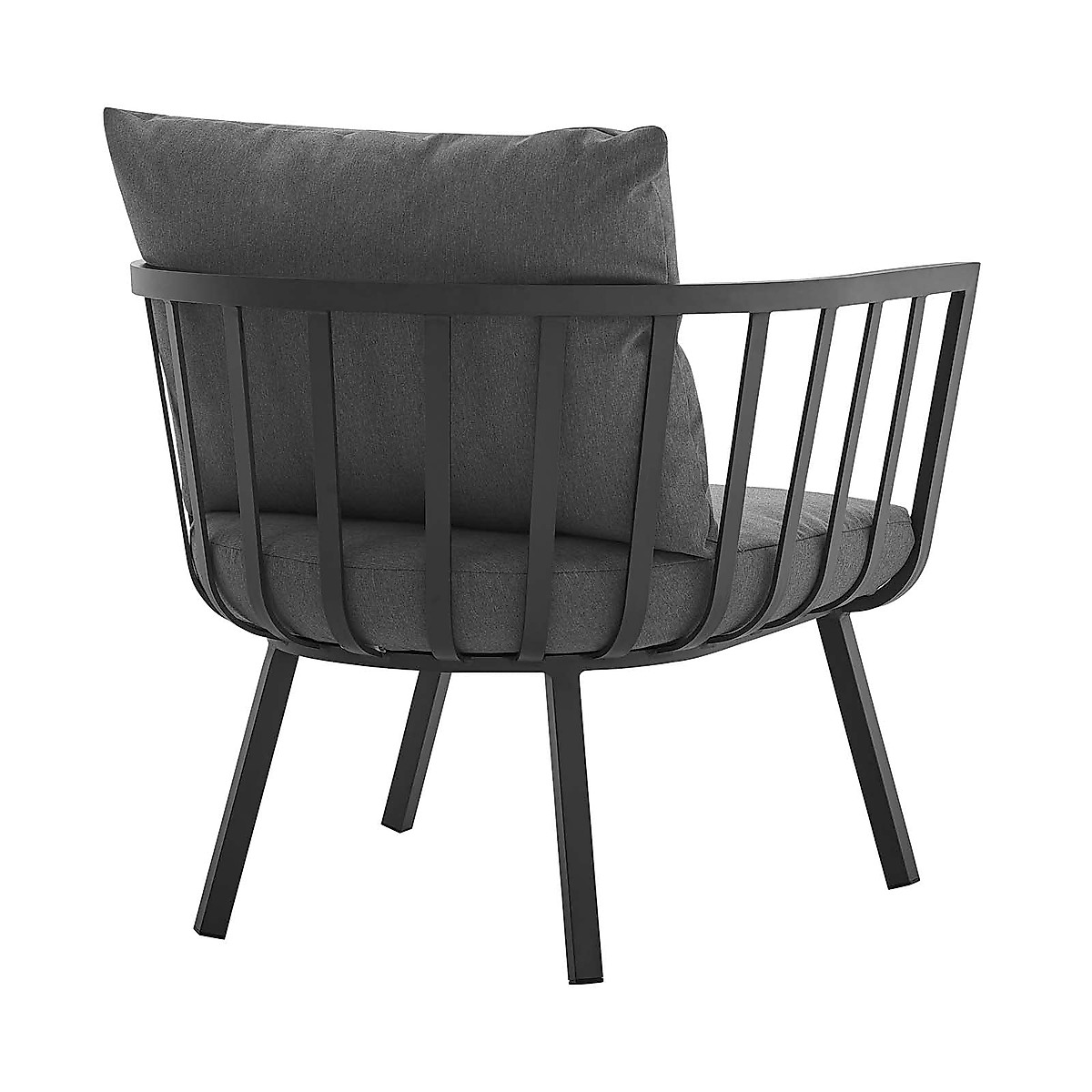 Modway Riverside Patio Aluminum Armchair Charcoal Outdoor Furniture, Gray Charcoa