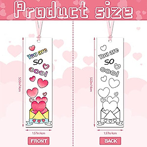 108 Pieces Valentine's Day DIY Bookmarks Heart Rose Bear Coloring Paper Bookmarks Happy Valentine's Day Book Marks for Kid Be Mine You Are So Cool Book Decorations for Valentine's Day Party Book Decor