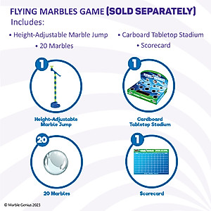 Marble Genius Flying Marbles Expansion Pack - 5 Boards + 100 Trivia Cards Set, Experience The Thrill of Racing, Includes an App with Additional Challenges That is Perfect for Kids, Teens, and Adults