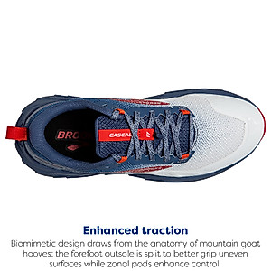 Brooks Women’s Cascadia 17 Trail Running Shoe - White/Navy/Bittersweet - 8 Medium