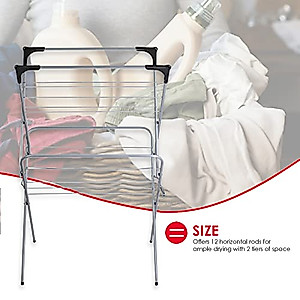 Home Basics 2-Tier Clothes Dryer Drying Rack,Silver