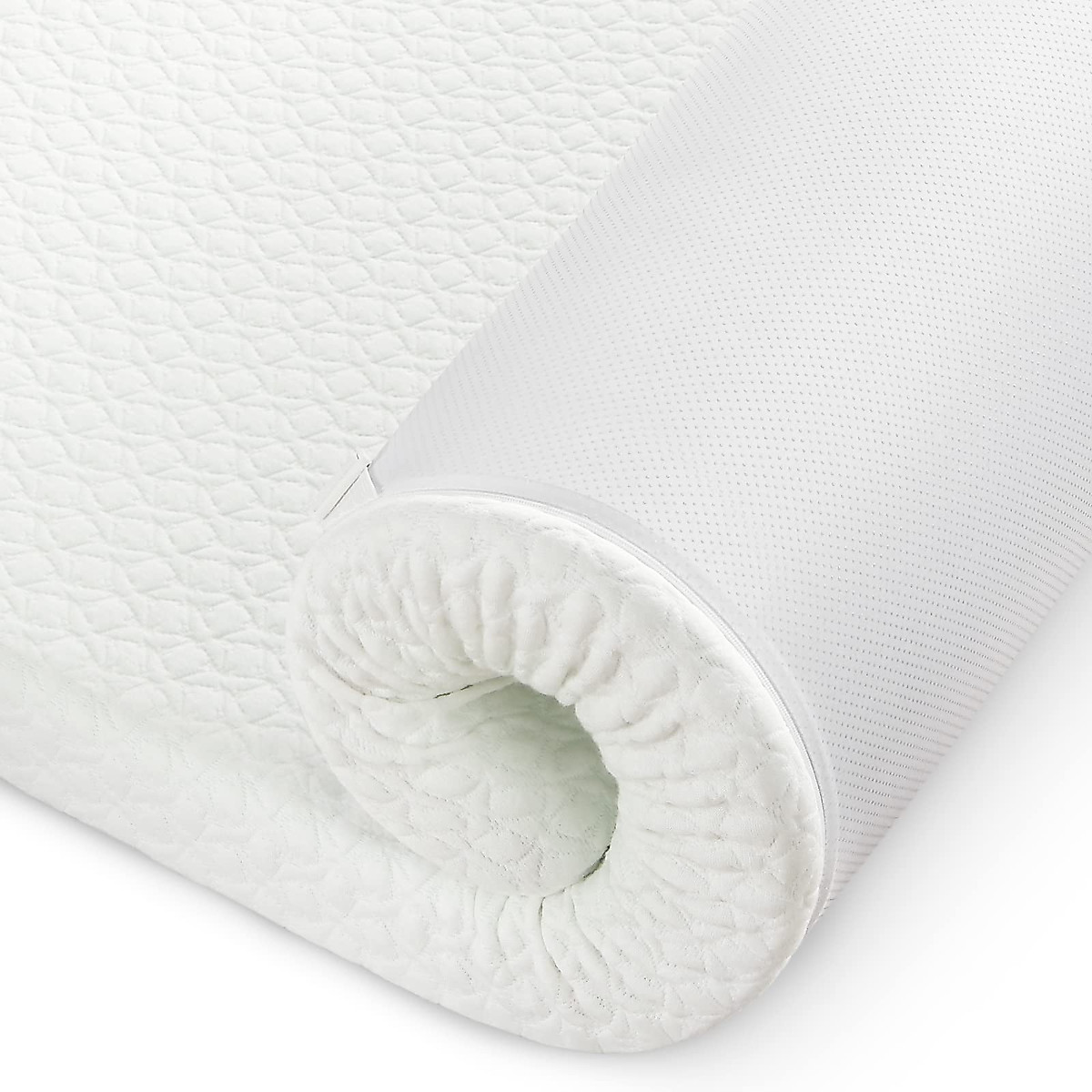 Assile 3-Inch RV Short Queen Mattress Topper, Medium Firm Memory Foam Mattress Topper with Bamboo Cover, 2-Layer RV Queen Bed Topper for Travel Track