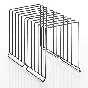 mDesign Metal Wire Organizer Rack for Kitchen Cabinet, Pantry, Shelves - Holder with 11 Slots for Skillets, Frying Pans, Lids, Cutting Boards, Vertical or Horizontal Placement, Extra Large - Dark Gray