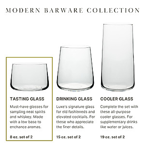 The TAG Store | Luxe Tasting Glasses Set of 2 | 8oz Whiskey Glasses | Modern Barware Collection | Pairs With Drinking and Mixer Glasses | Signature Old Fashioned Glasses | Whiskey Bourbon Scotch