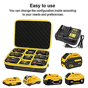 ZLWAWAOL Extra Large Battery Storage Holder Case for Dewalt 20V 60V 12V 18V Max Battery & Charger, Tool Batteries Carrying Box, Holds 20V 60V 2.0/3.0/4.0/5.0/6.0/9.0-Ah Batteries(Bag Only)