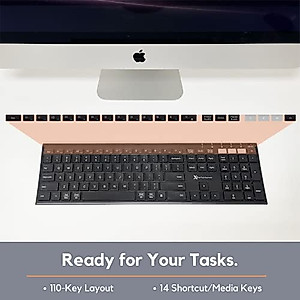 X9 Slim Bluetooth Mouse and Keyboard Combo - Dual BT + 2.4G Pair 3 Devices - Full-Size Rechargeable Wireless Mouse and Keyboard Combo - Multi-Device Wireless Keyboard Mouse Combo for PC - Black