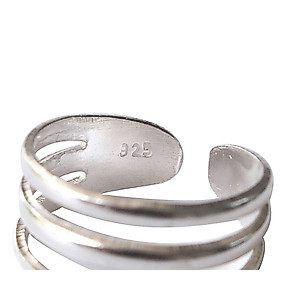 Handmade Silver Triple Band Adjustable Toe Ring, 925 Sterling Silver, Classic 3 Row Dainty Open Toe, Pinky or Knuckle Rings for Women, By MiYa Jewelry Creations
