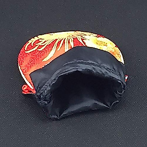 Cotton Filled Chinese Silk Brocade Jewelry Pouch Floral Drawstring Small Brand Craft Packaging Bag Birthday Party - (Color: Red)
