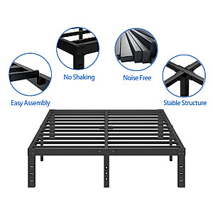 Woozuro Full Size Bed Frame, 12 Inch Heavy Duty Metal Platform Bed Frame No Box Spring Needed, Reinforced Steel Slats Support Mattress Foundation, Easy Assembly, Noise Free, Black