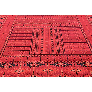 Unique Loom Tekke Collection Over-Dyed Saturated Traditional Torkaman Area Rug, 9 x 12 ft, Red/Black