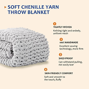 L'AGRATY Chunky Knit Blanket Throw,Soft Chenille Yarn Throw Blanket 40x50，Handmade Thick Cable Knit Crochet Blanket,Large Knit Blanket Chunky Yarn,Rope Knot Throw Blanket for Couch Sofa Bed Home Decor