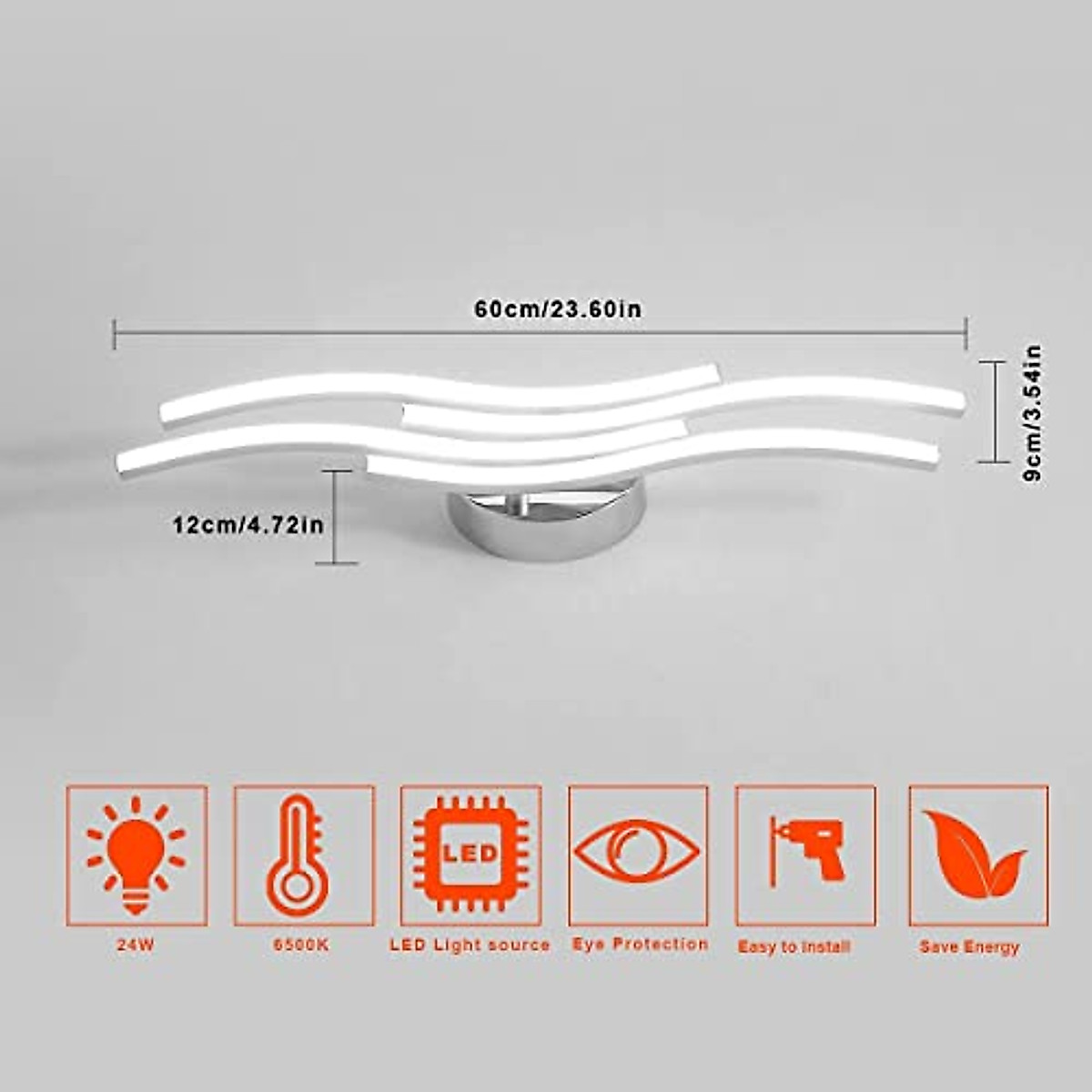 Goeco 4-Light Modern Ceiling Light 24W 2200LM LED Ceiling Light Fixture Neutral White 4000K Curved Design Flush Mount Ceiling Lamp for Hallway, Kitchen, Bedroom, Living Room 110V(Natural White)