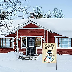 D1resion 4Pcs Seasonal Garden Flag Set Hello Spring Summer Fall Winter Cartoon Mouse Burlap Yard Flags Double Sided Print Vertical House Flag Autumn Decorations for Home Outdoor Lawn 12.4 X 18.1 In