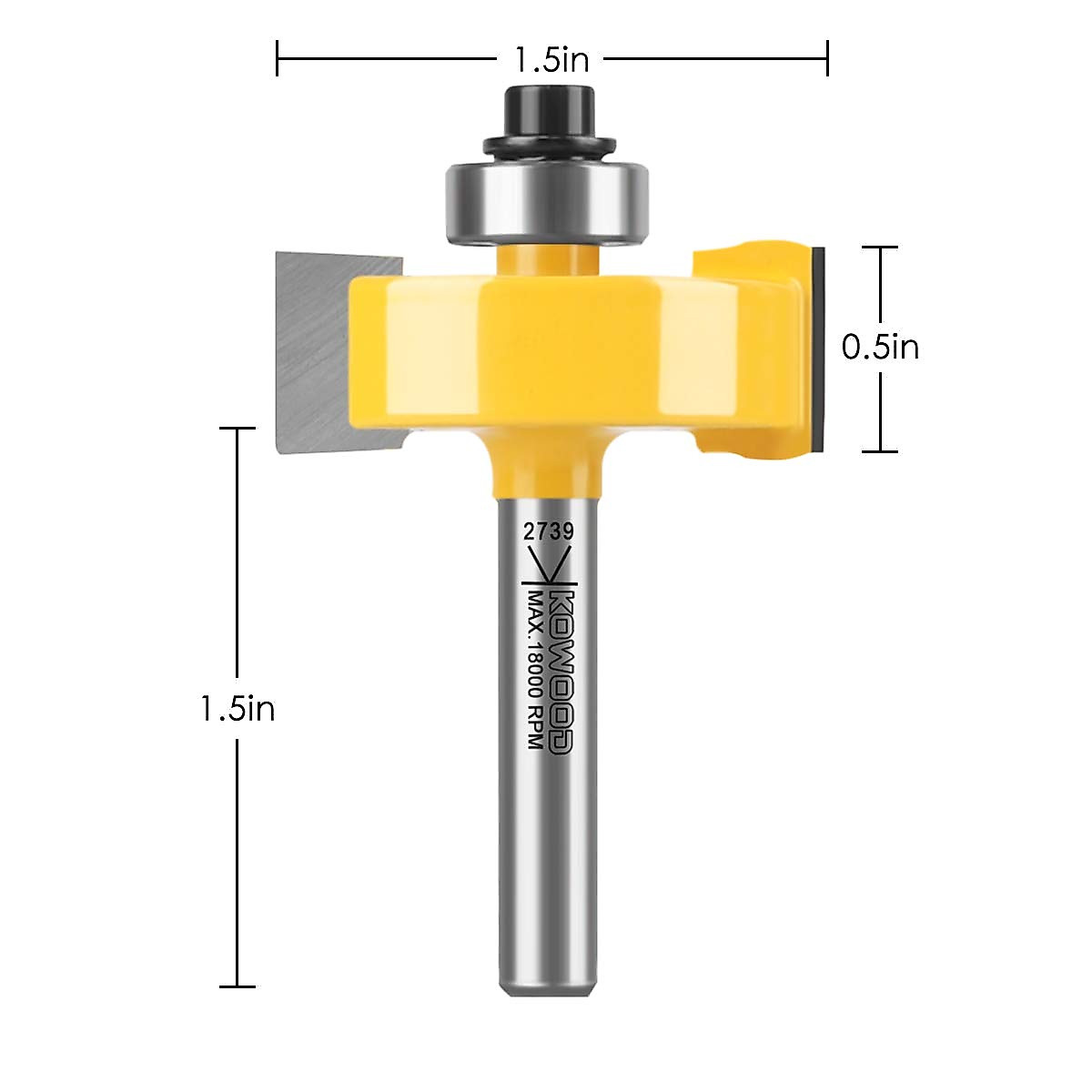 KOWOOD 1/4" inch Shank 1-3/8" Height Multi-Slot milling Cutter bit (7 Bearings, Multiple Depths 1/8", 3/16",1/4", 5/16", 3/8", 7/16", 1/2") Interchangeable and Adjustable Bearings.