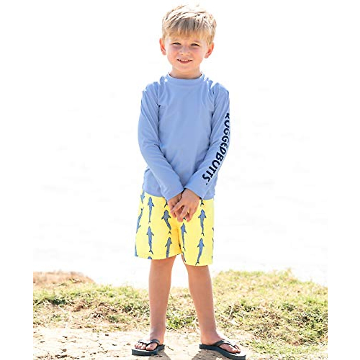 RUGGEDBUTTS Boys' Swim Trunks, Yellow, 12-18 Months