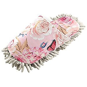 Roses Hydrangea Flower Mop Slippers Shoes Cover for Floor Cleaning Washable Dirty Dust Hair Cleaners Microfiber Mop Socks for Kitchen House Office