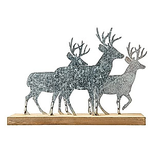 Glitzhome Christmas Table Decorations 12.81 Inches Metal Christmas Reindeer Decor Galvanized Deer Decoration for Home Country Christmas Decor Rustic Xmas Desk Decoration