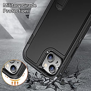 IDweel iPhone 14 Case,Black iPhone 13 Case with Stand for Men, Heavy Duty Protection Shockproof Anti-Scratch Slim Fit Lightweighttective Durable Case Hard Cover for iPhone 14/13 6.1 Inch,Black
