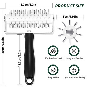 Ecavria Pizza Dough Docker, Premium Dough Roller with Stainless Steel Spikes, Sturdy Pizza Docking Tool that Prevents Dough from Blistering, Time-Saver for Making Pizza Cookie Pie Pastry