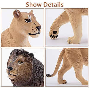 Toymany 6PCS Realistic Lion Figurines with Lion Cubs, 2-5" Jungle Animals Figures Family Set Includes Baby Lions, Educational Toy Cake Toppers Christmas Birthday Gift for Kids Toddlers