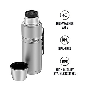 THERMOS Stainless King Vacuum-Insulated Beverage Bottle, 68 Ounce, Matte Steel