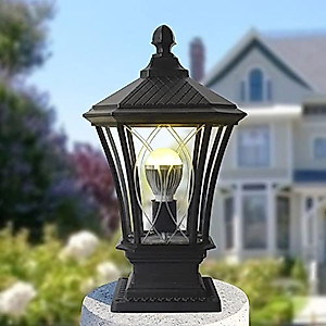 MODEBHD Continental Victoria 1-Light Glass Lantern European Column Lamp Outdoor Table Lamp Modern Simple Aluminum Waterproof Street Post Light E27 Decoration Illumination Bollard Lamps