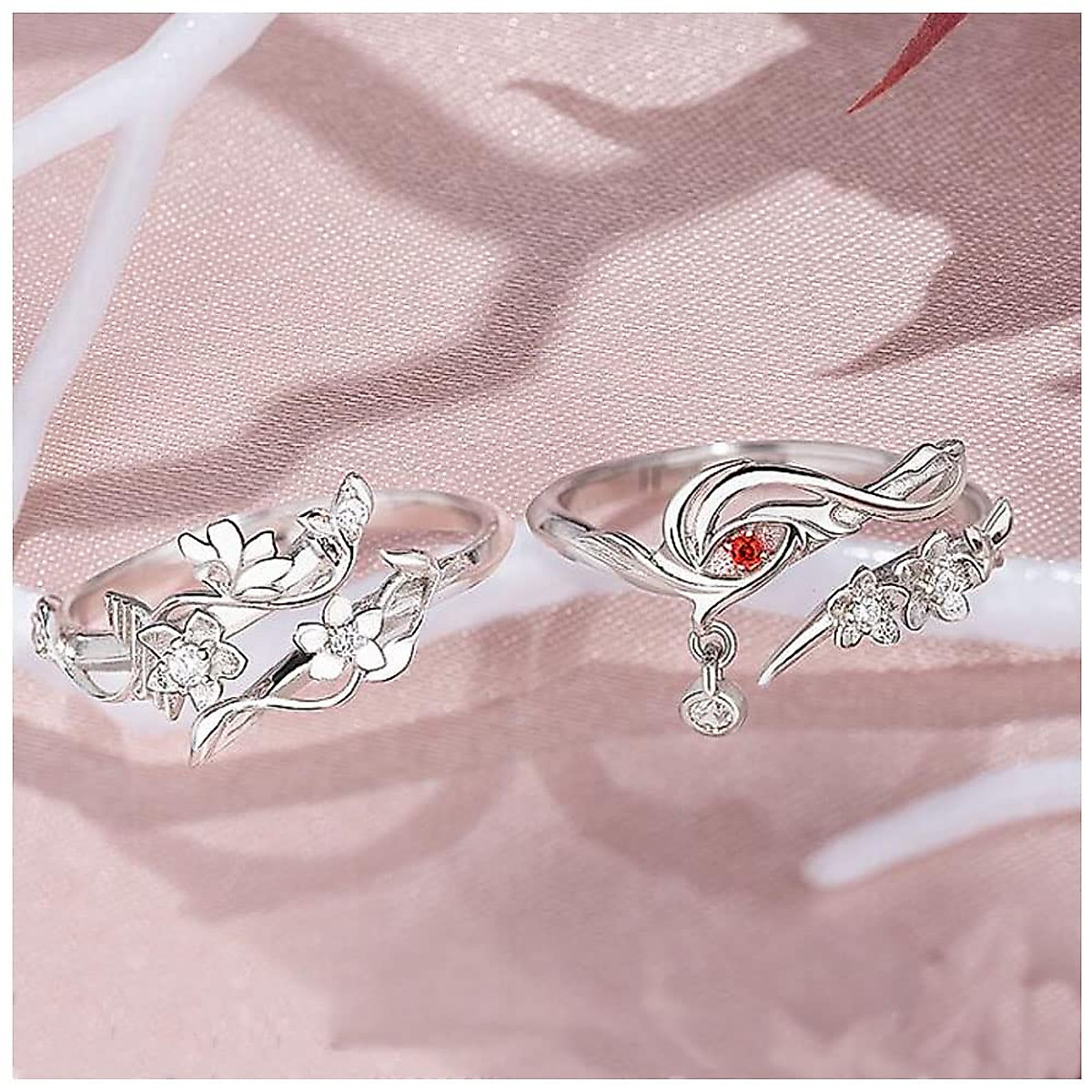Heaven Official's Blessing: Tian Guan Ci Fu 925 Sterling Silver Finger Ring Cosplay Figure Jewelry, (A pair)