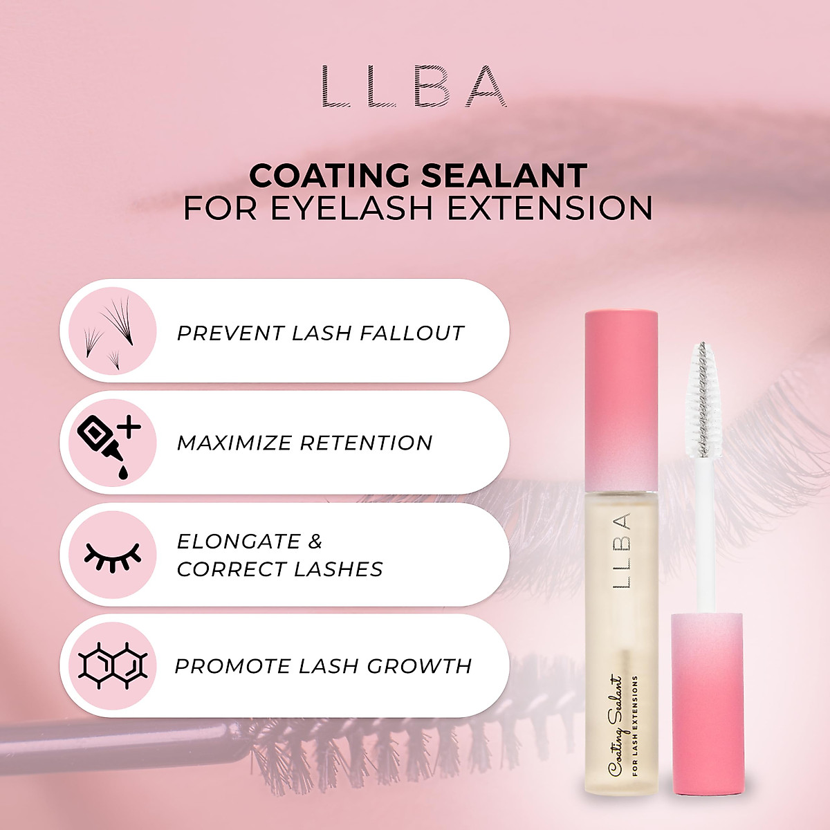 LLBA Professional Eyelash Coating Sealant 10ml - Protective Topcoat for Long-Lasting Eyelash Extensions | Keep Natural Lashes Healthy, Strong, Soft & Silky Lash Extensions