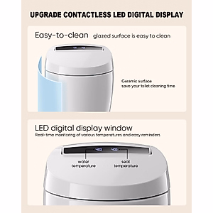 LOUPUSUO Smart Toilet, Tankless Toilet with Warm Water Sprayer and Dryer, Foot Sensor Operation, Heated Bidet Seat, Smart Toilet Bidet Toilet with Fahrenheit LED Display