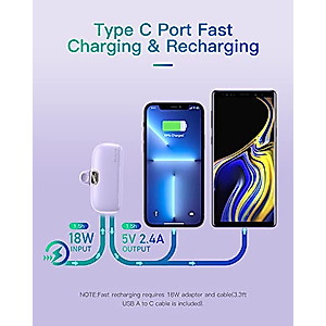 Kuulaa iPhone Portable Charger 5000mAh, Fast Charging Mini Power Bank, Ultra-Compact Small Battery Pack for iPhone 14/14Pro/14 Plus/13/13 Pro Max/12/12 Mini/12 Pro Max/11/11 Pro Airpods
