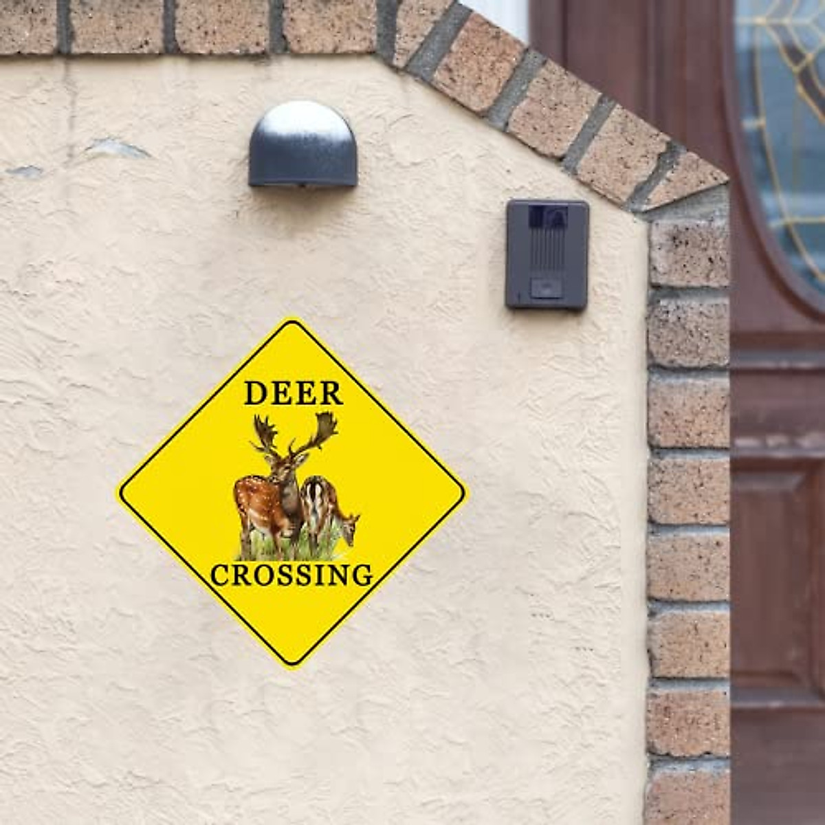 Deer Crossing Sign 12x12" Inch Deer Metal Sign Funny Deer Decor Street Sign Outdoor Animal Crossing Sign Reflective for Farmhouse Garage Man Cave Metal Sign, Idea Gifts For Friends