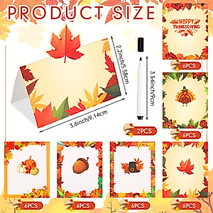 36 Pcs Thanksgiving Place Cards Pumpkin Fall Leaves Name Place Cards and 2 Pcs Permanent Markers Black Markers Name Tents Thankful Greeting Cards for Thanksgiving Harvest Party Bridal Shower Birthday