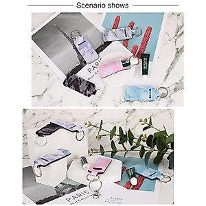 Meiiy Chapstick Holder Keychain Lip Balm Keychain Lipstick Sleeve Pouch Portable Pocket Lip Gloss Tube Holder Stocking Stuffers Gift for Women (5pcs-marble)